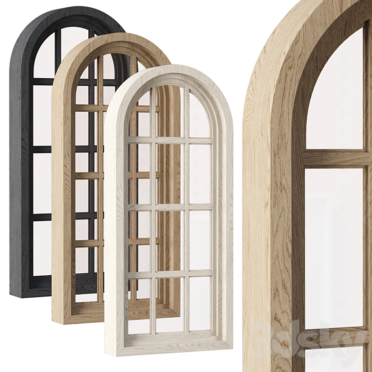 Arch Windows_v2 / Wooden arched windows - Windows - 3D model