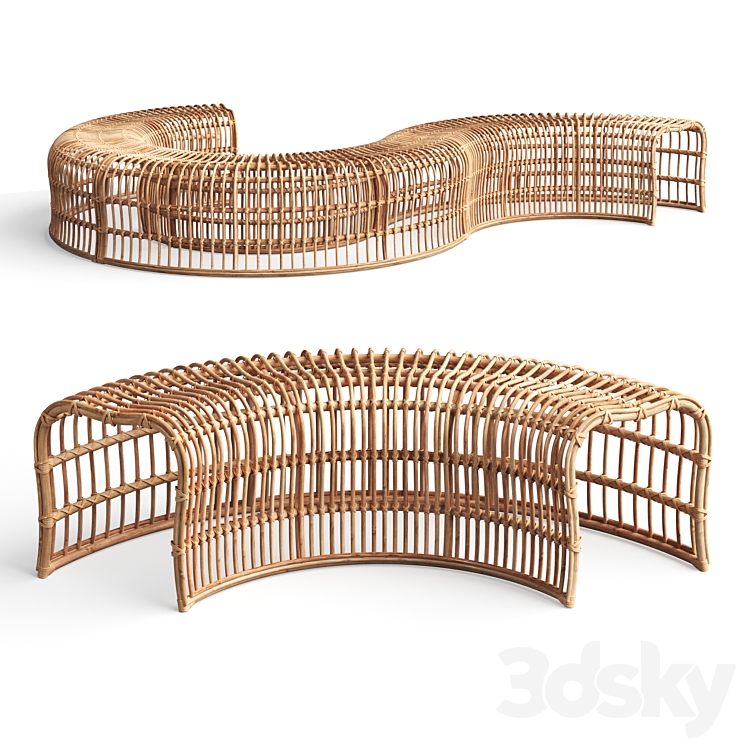 Rattan bench - Other - 3D model