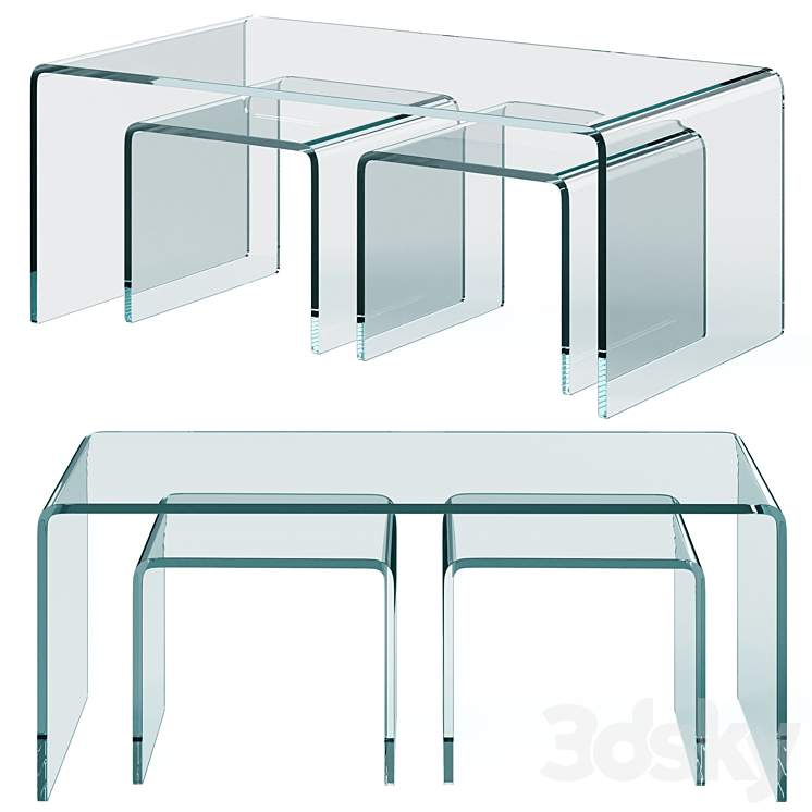Coffee Table Clear Club (3/Set) by Kare Design - Table - 3D model