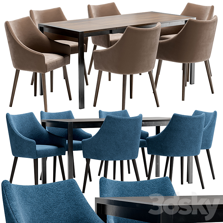 Amster dining chair and Centaur table - Table + Chair - 3D model