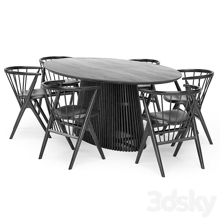 Dining Table 145 - Table + Chair - 3D model