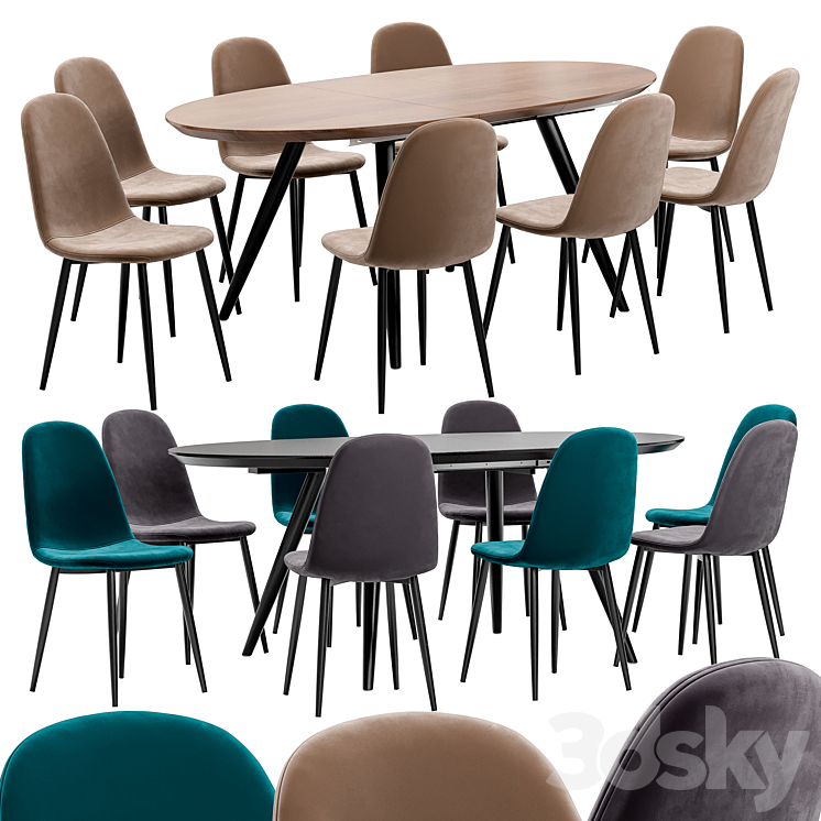 Breeze dining chair and Tina table - Table + Chair - 3D model