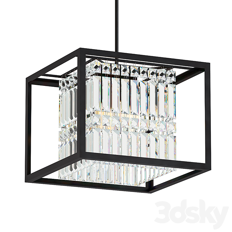 Ketalin Black Crystal Square Pendant - Pendant light - 3D model