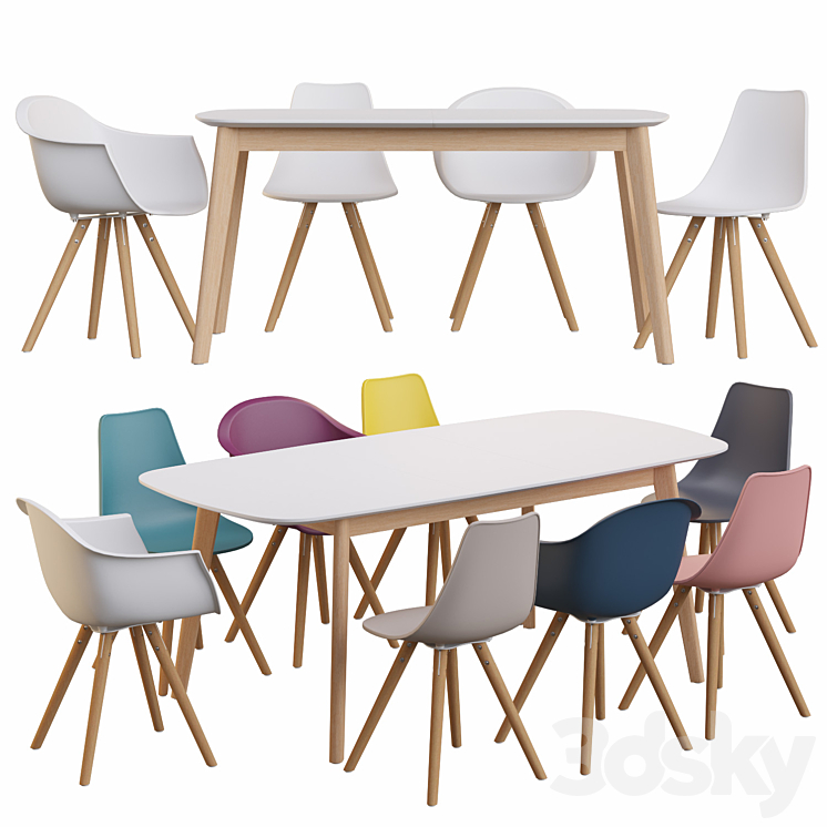 Dining set by Danetti - Table + Chair - 3D model
