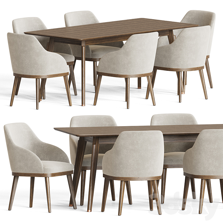 Dining Set 86 - Table + Chair - 3D model