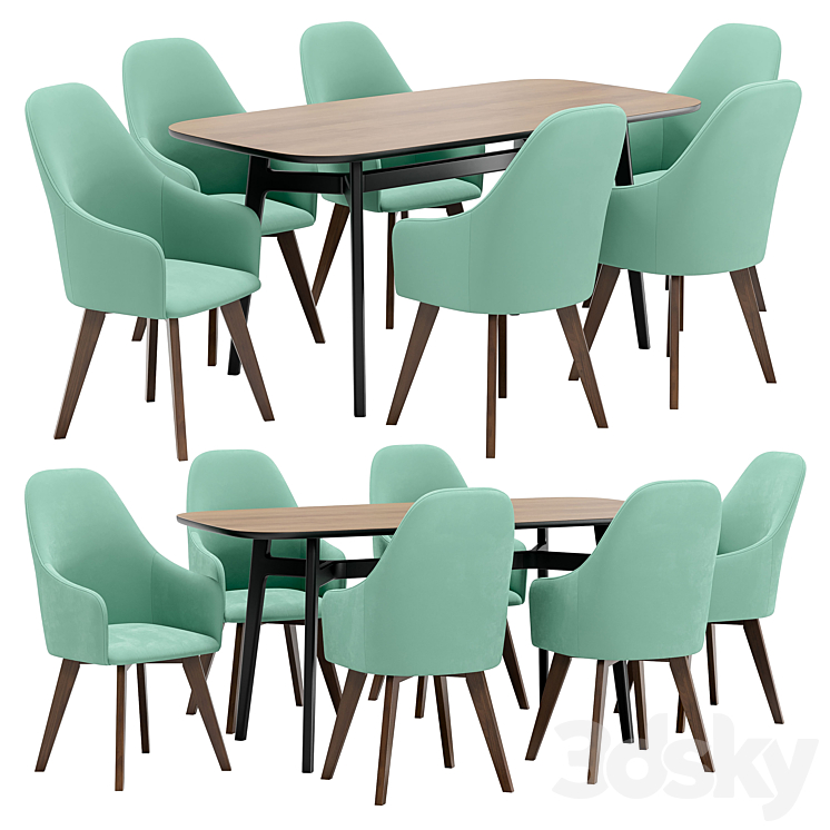 Dagny dining chair and Sinus table - Table + Chair - 3D model