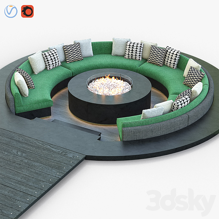 CIRCULAR POOL LOUNGE - Other soft seating - 3D model