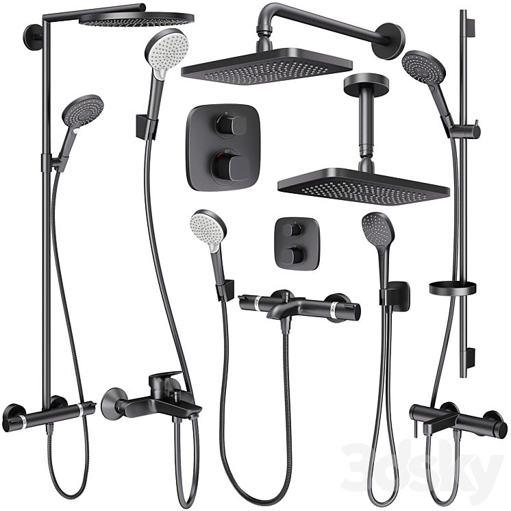 Faucets and shower systems Hansgrohe black set 168 - Faucet - 3D model