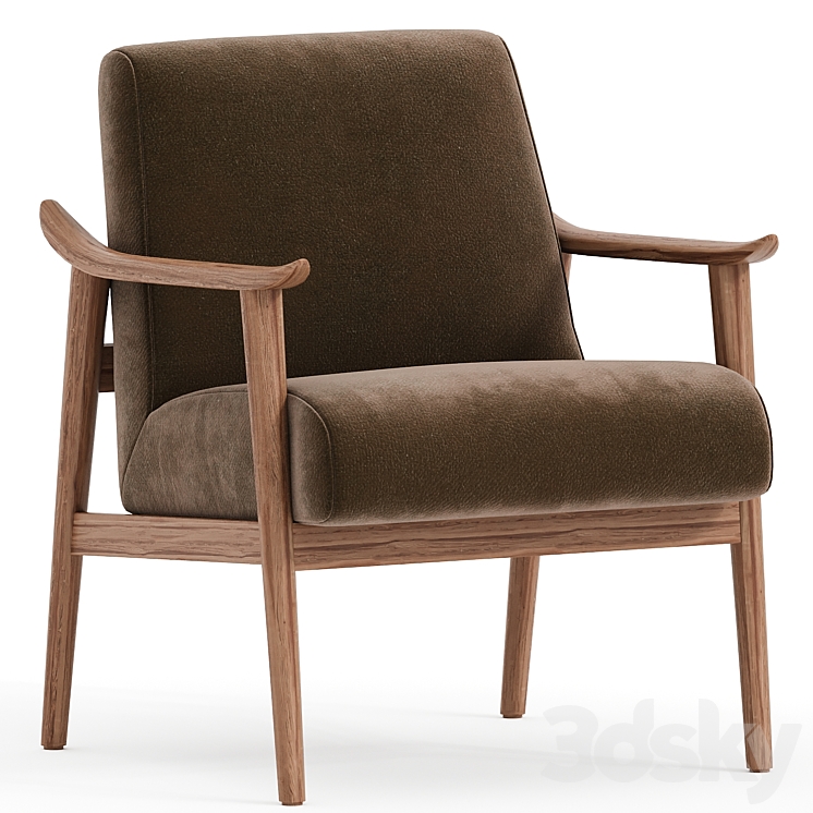 Velvet Walnut Armchair Chocolate - Arm chair - 3D model