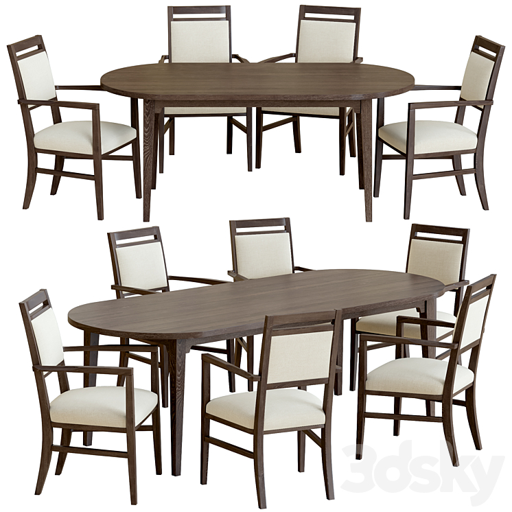 Shoppe Amber Interiors Simeon Dining Table - Table + Chair - 3D model