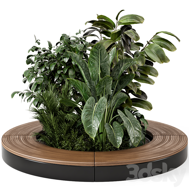 Outdoor Garden Set Bush And Tree Garden Set 1002 Outdoor 3d Model