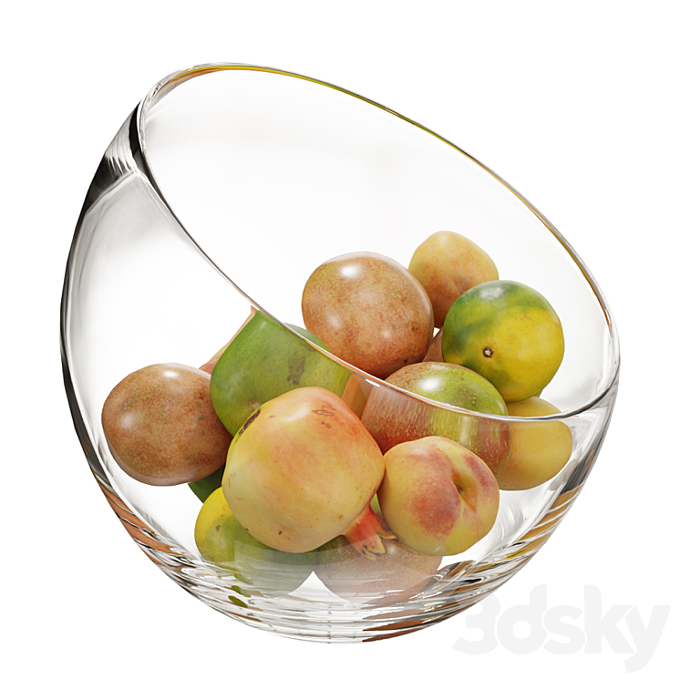 Large Slant Fruit Bowl set 06 - Food and drinks - 3D model