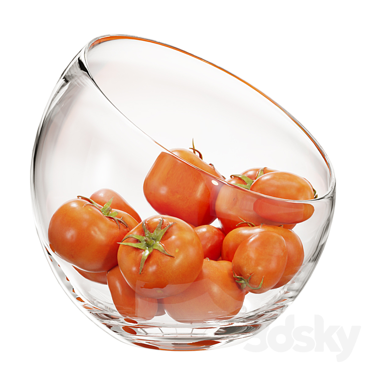 Large Slant Fruit Bowl tomato - Food and drinks - 3D model