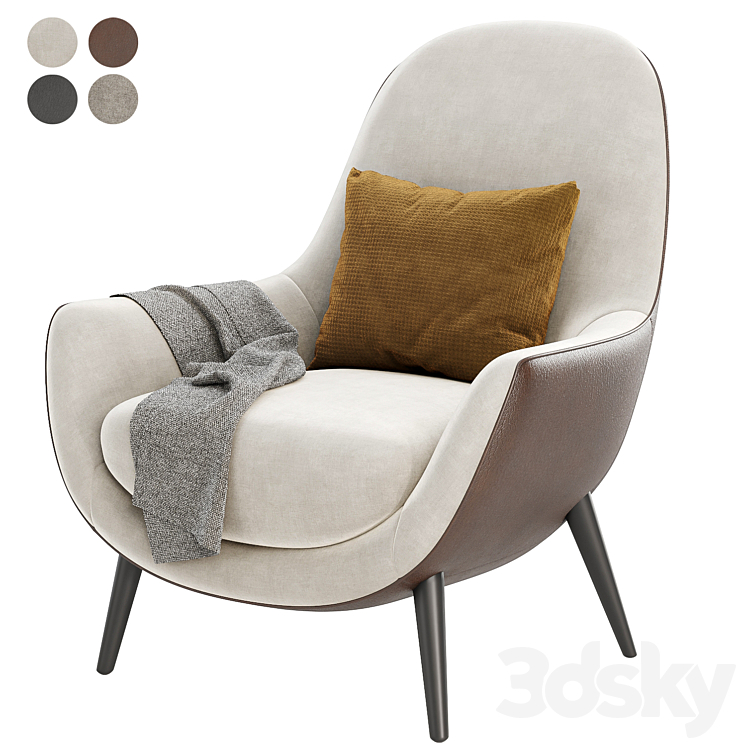 poltrone mad queen high back armchair by Poliform - Arm chair - 3D model