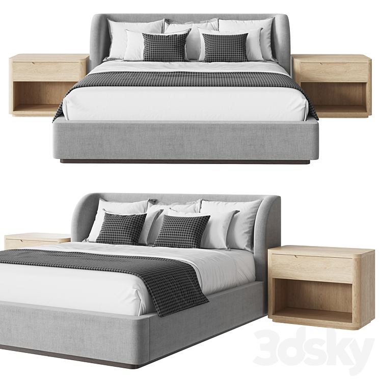 RH COPENHAGEN FABRIC PANEL PLATFORM BED - Bed - 3D model