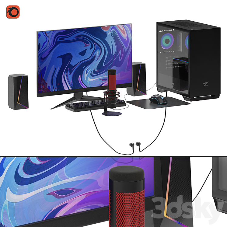 Streaming gaming computer - PC & other electronics - 3D model