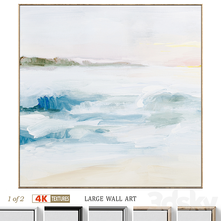 Accent Blue Large Abstract Wall Art C-656 - Frame - 3D model