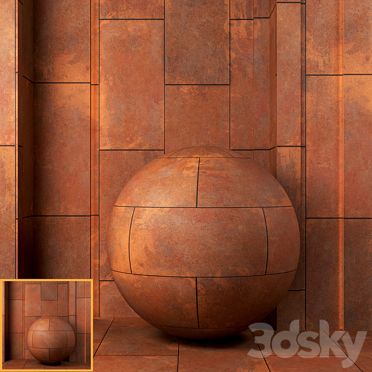 4k - 2 patterns of corten steel panel set 04- Seamless, tileable, PBR ...