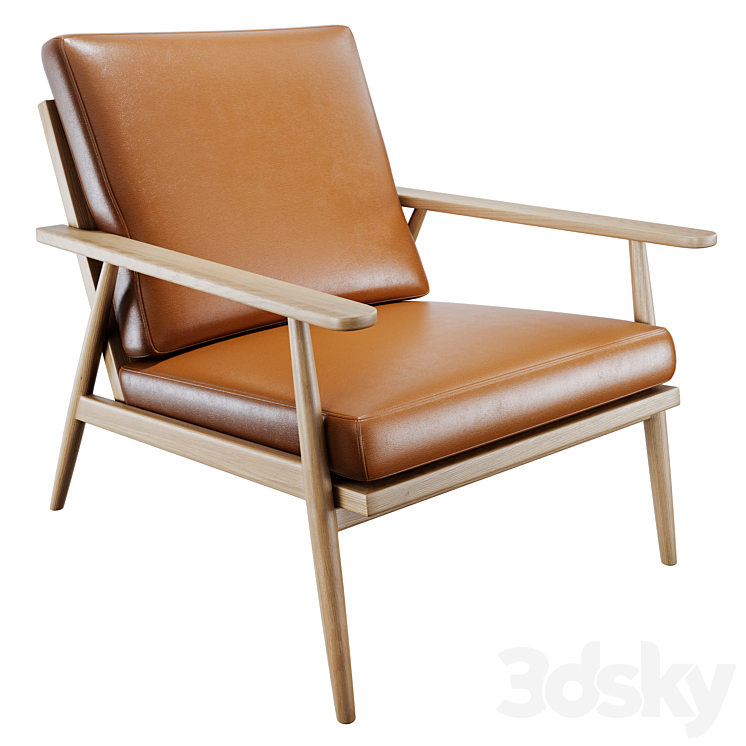 Harper Leather Lounge Chair Tan - Arm chair - 3D model