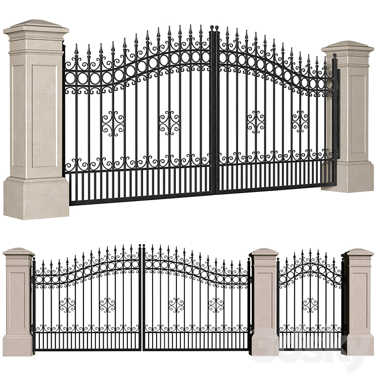 Forged gates in a classic style.DUAL Entrance Driveway Iron Gate set ...