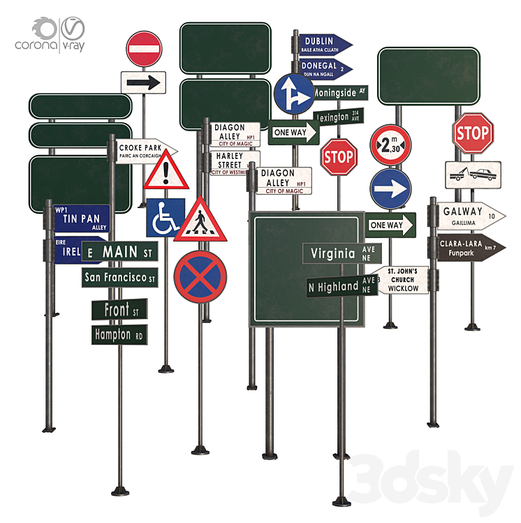 Street sign-set 02 - Urban environment - 3D model