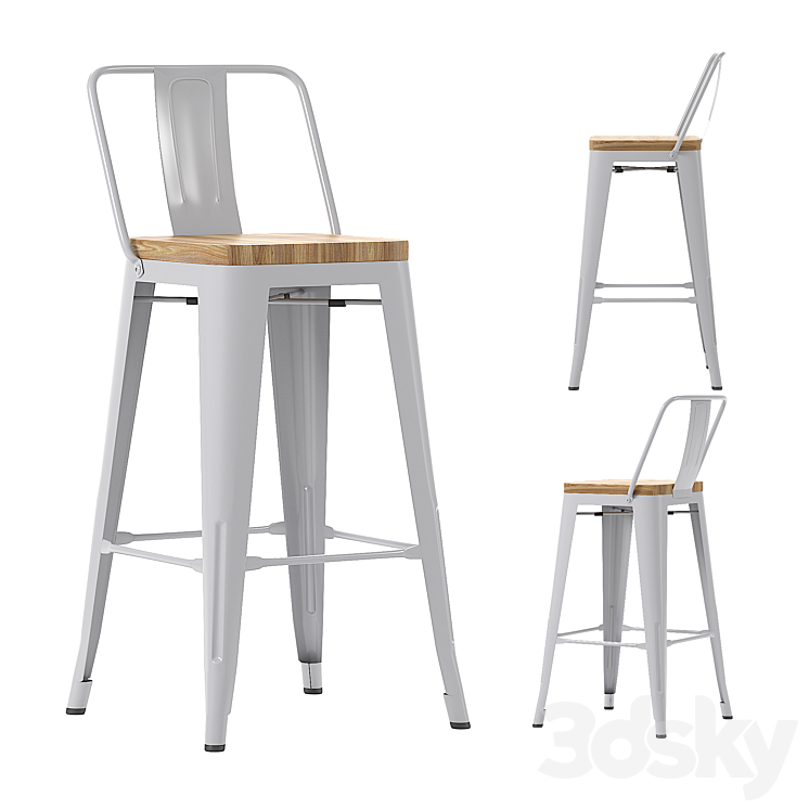 Tolix wood - Chair - 3D model