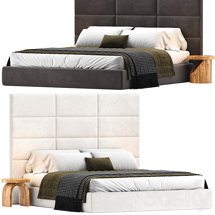 RH Modena Rectangular Channel Panel Fabric Platform Bed - Bed - 3D model