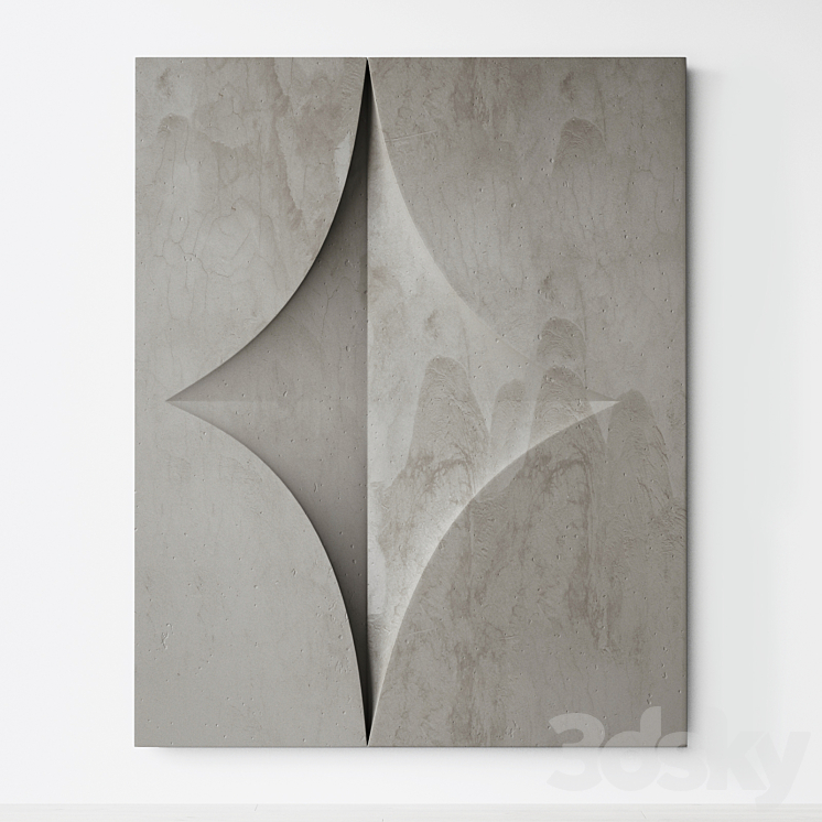 Abstract composition. Relief. Plateau. 47 - 3D panel - 3D model