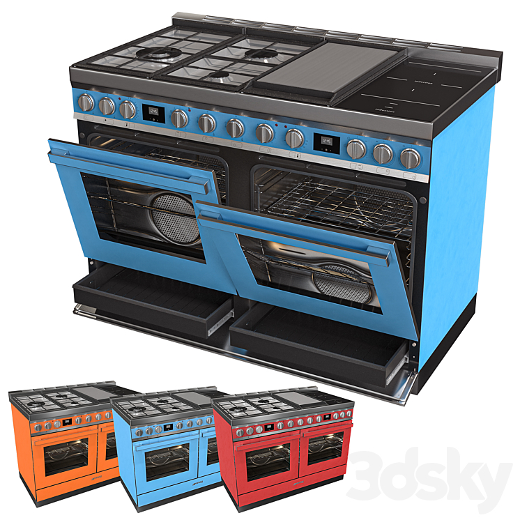 smeg Cooker with Mixed Hob - Kitchen appliance - 3D model