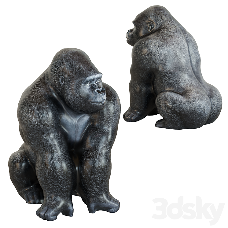 Deco Figurine Monkey Gorilla Front XXL - Sculpture - 3D model