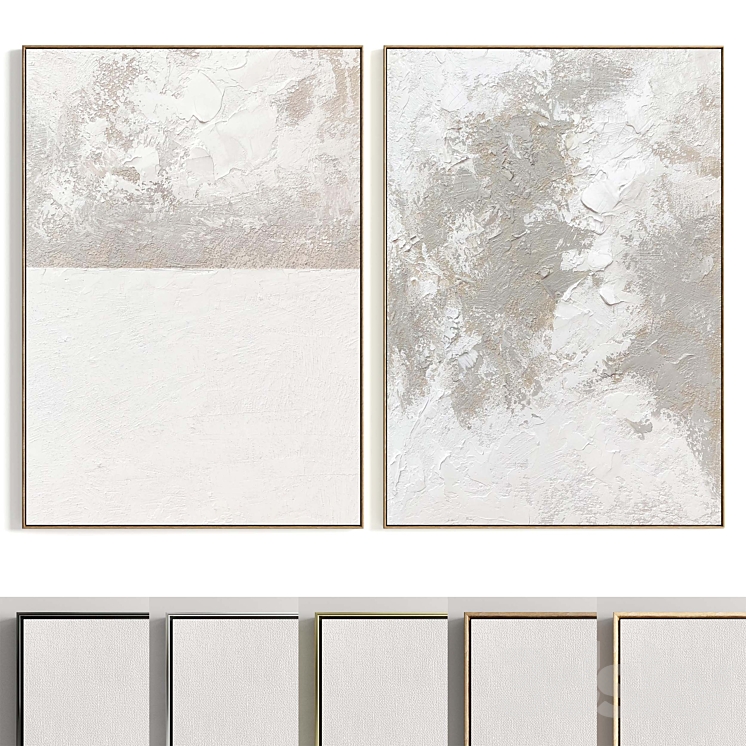 Plaster Two Photo Frames T-414 - Frame - 3D model