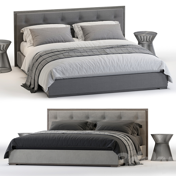 RH MODENA FABRIC FRAMED DIAMOND CHANNEL PANEL PLATFORM BED - Bed - 3D model