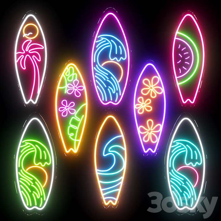 Cool Surfboards Neon Signs - Neon - 3D model