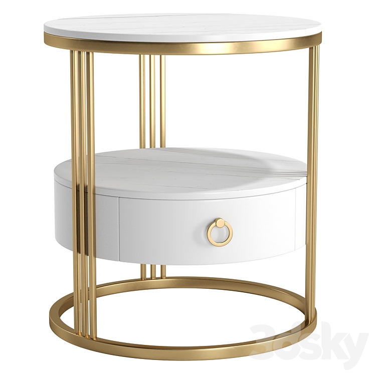 Modern White Round Nightstand - Sideboard & Chest of drawer - 3D model