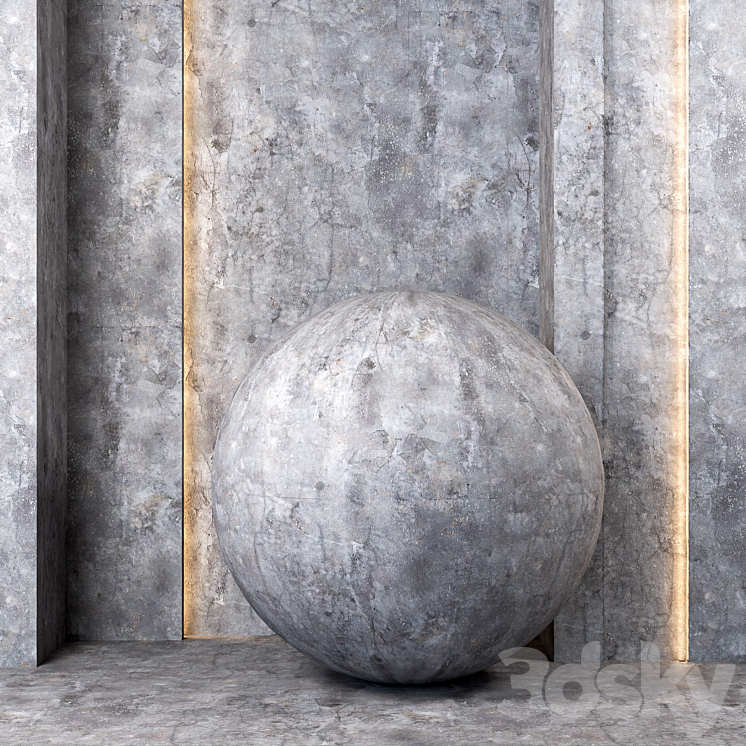 4k concrete Wall & Floor - Tileable - Pbr vol 24 - Wall covering - 3D model