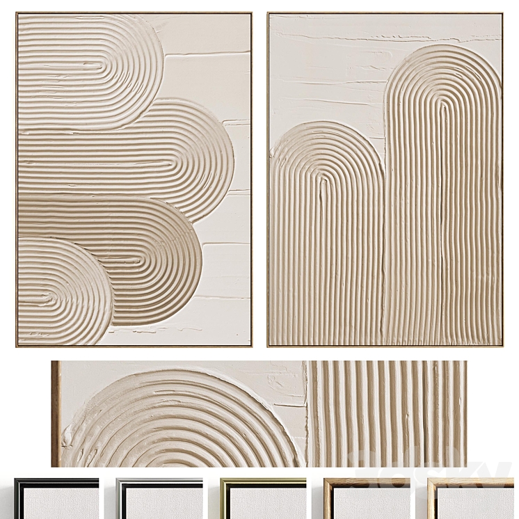Plaster Two Photo Frames T-473 - Frame - 3D model