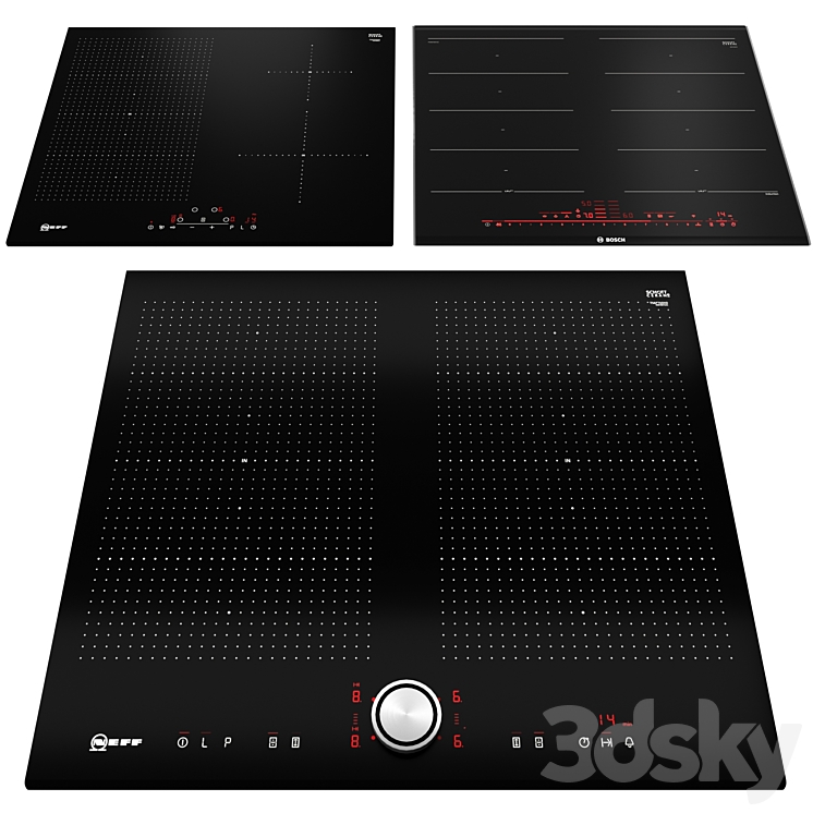 Hob set with Flexinduction technology - Kitchen appliance - 3D model