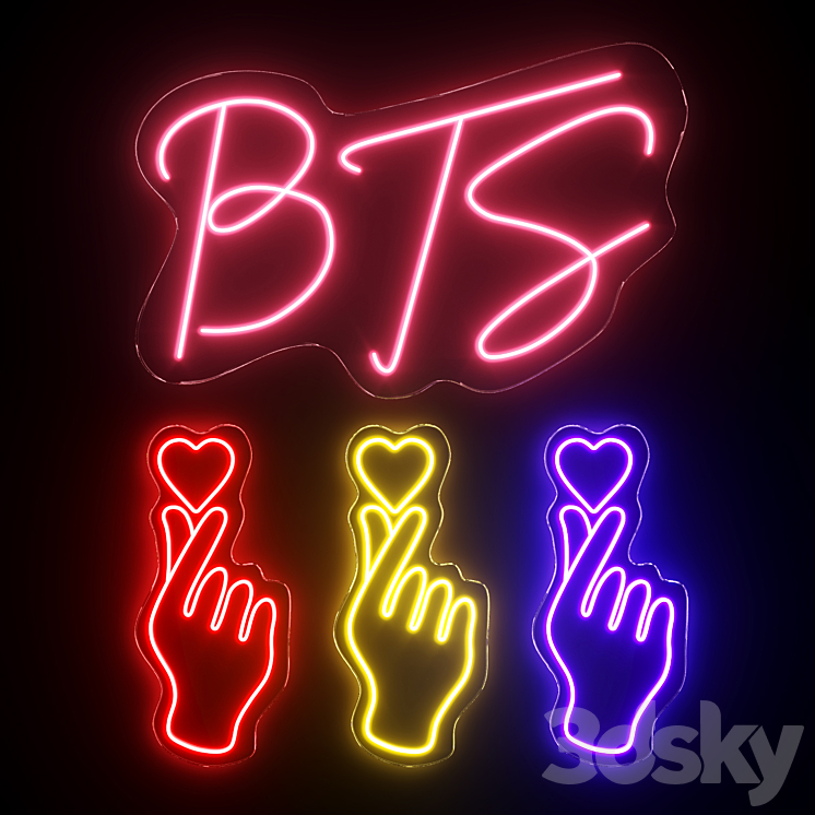 BTS|Finger Heart Neon Signs - Neon - 3D model