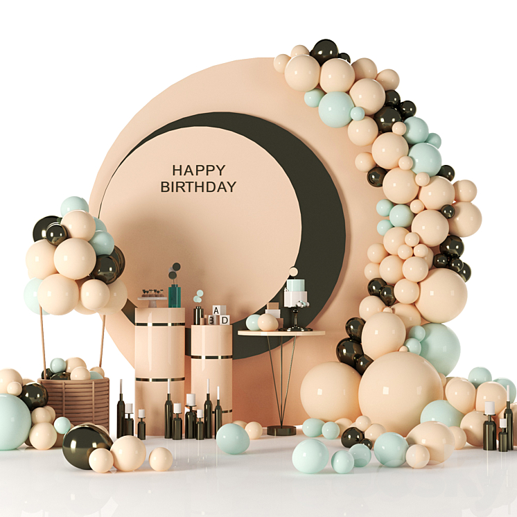 Birthday Set 03 - Decorative set - 3D model