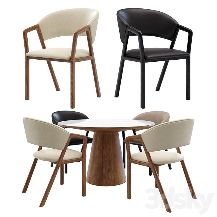 HMD-02 & PIANE 1200 - Table + Chair - 3D model