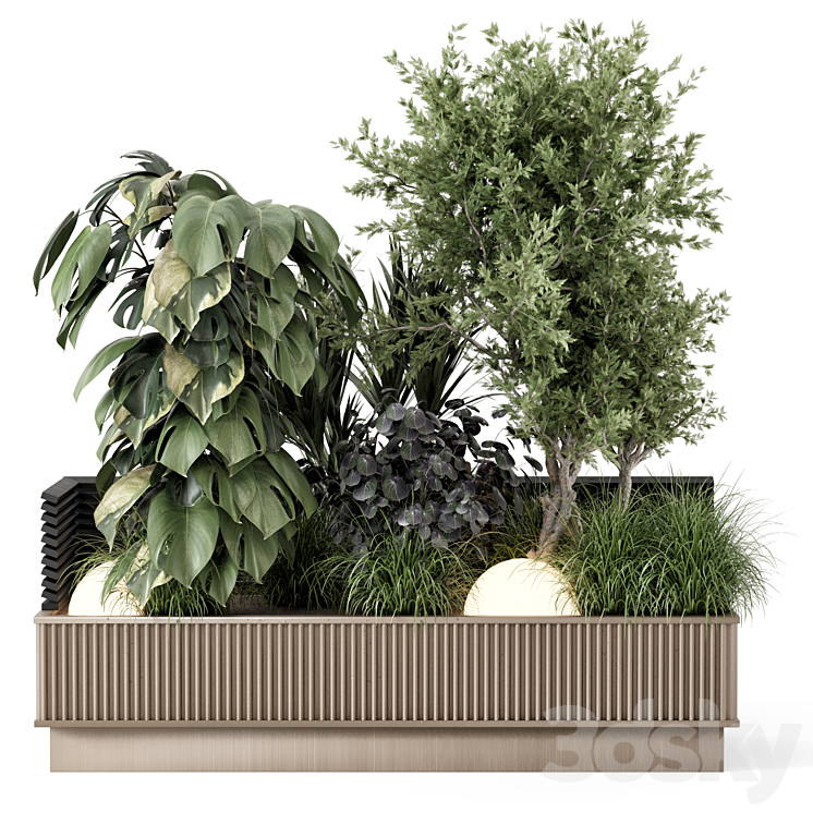 Backyard and Landscape Set Bush and Tree - Set 1564 - Outdoor - 3D model