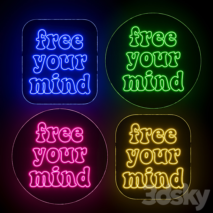 Free Your Mind Neon Sign - Neon - 3D model