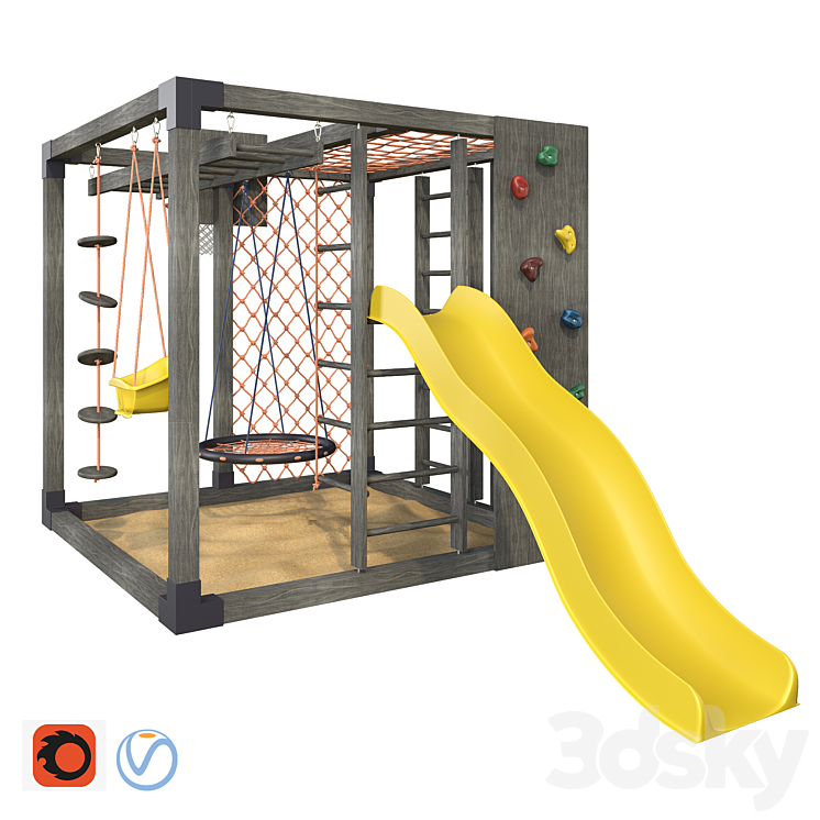 Sports game complex "Game cube 7". Playground - Playground - 3D model