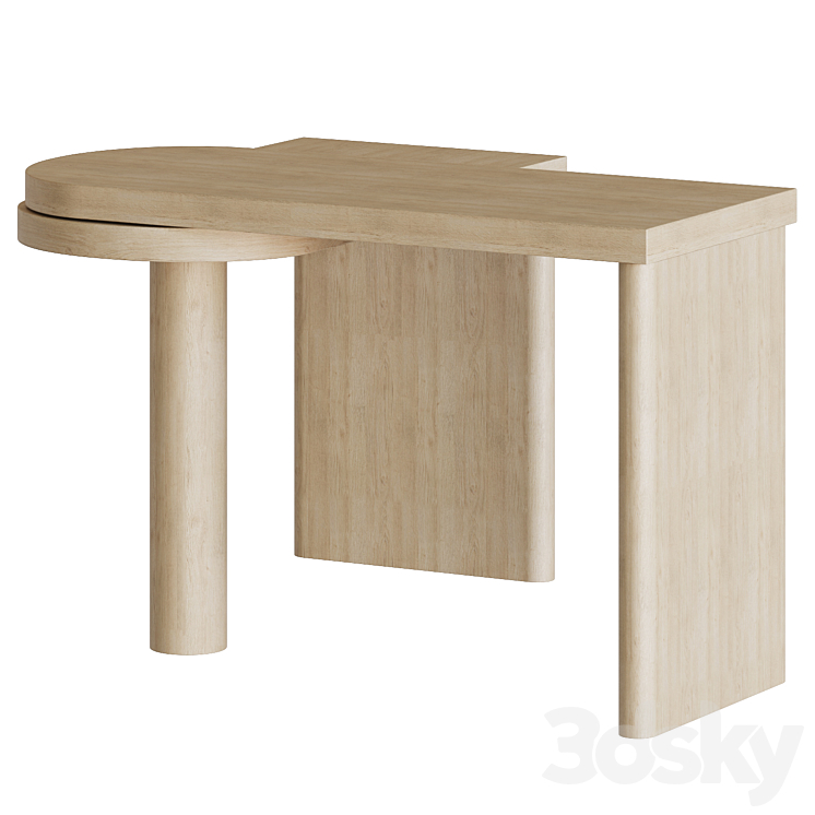 Cayman L-Shape Rotating Desk (wood and black wood) - Table - 3D model