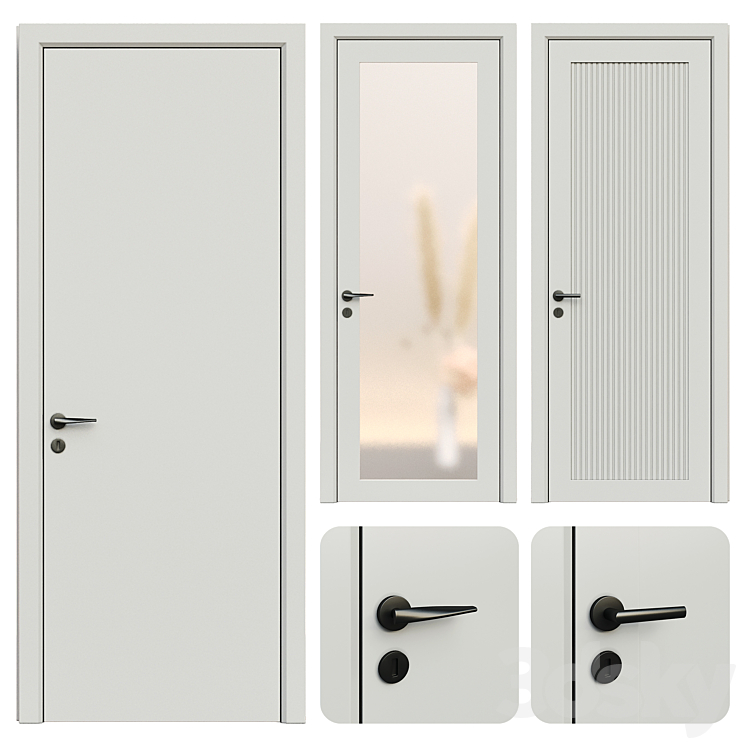 Modern single door - interior door 077 - glass door - Doors - 3D model
