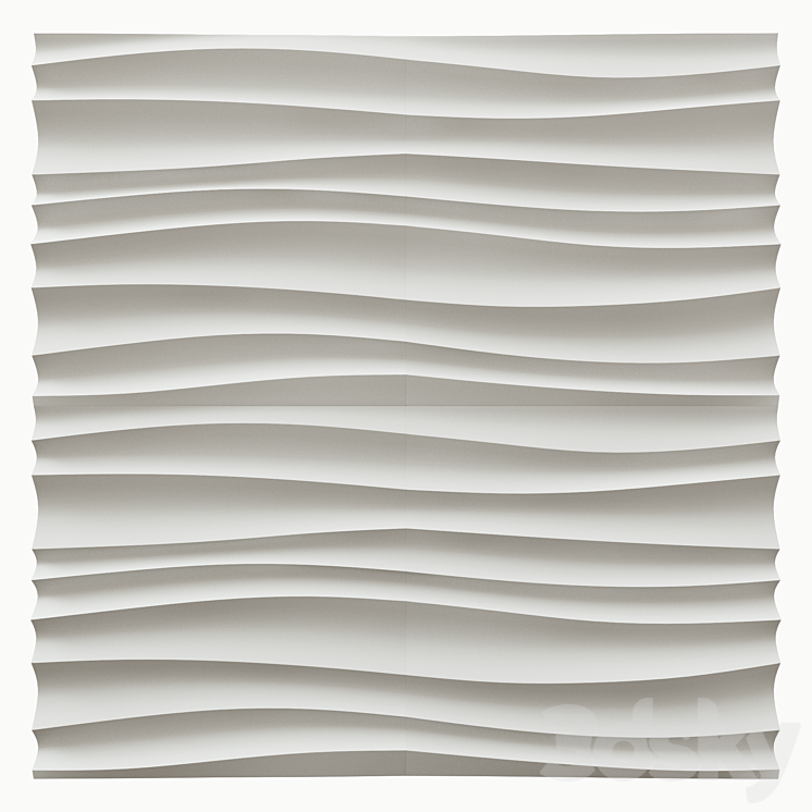 OM Gypsum 3d panel "Double sharp wave" - 3D panel - 3D model