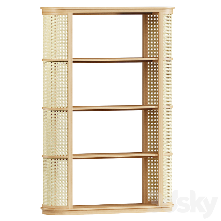 Curved Cane Bookcase - Rack - 3D model