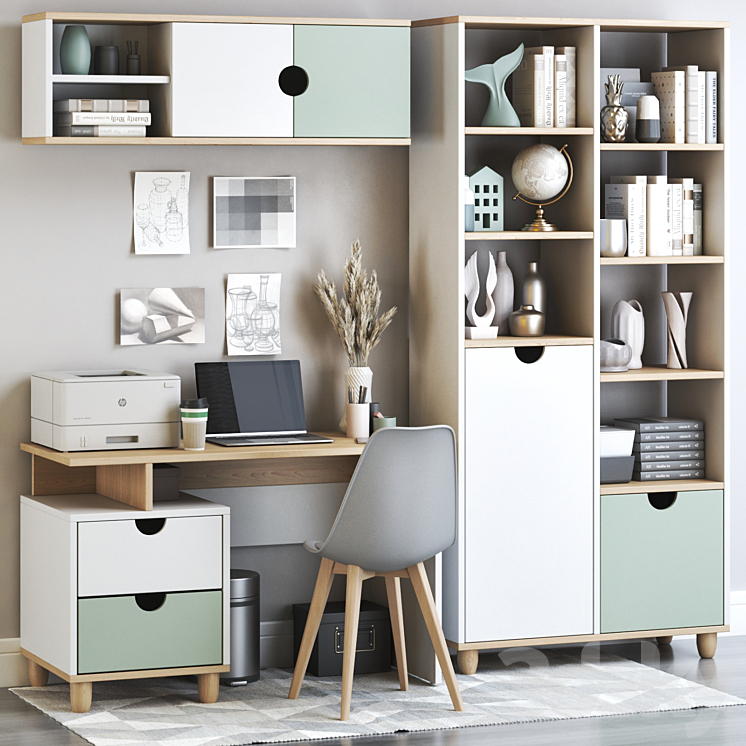 Workplace with Halli furniture - Office furniture - 3D model