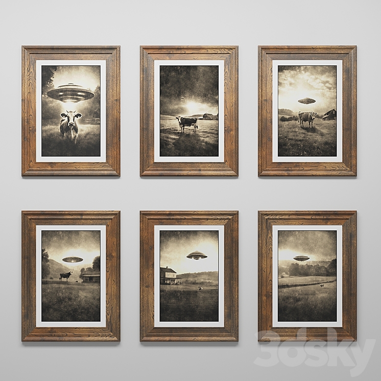 Paintings with UFO - Frame - 3D model