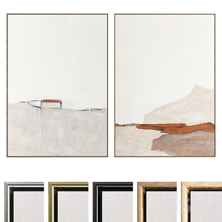 Plaster Two Photo Frame D-550 - Frame - 3D model